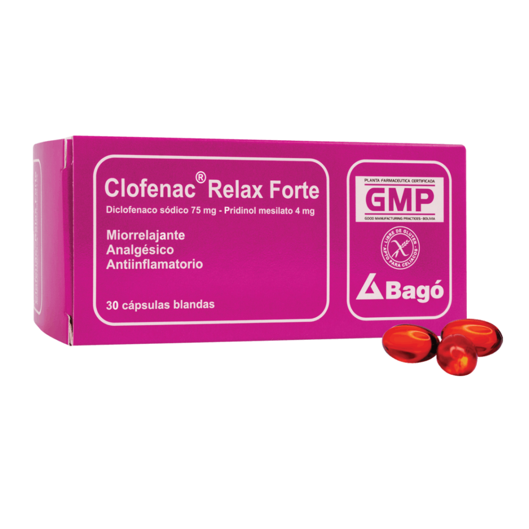 CLOFENAC RELAX FORTE GELCAPS X 30 BAGO - Farmacias Catedral